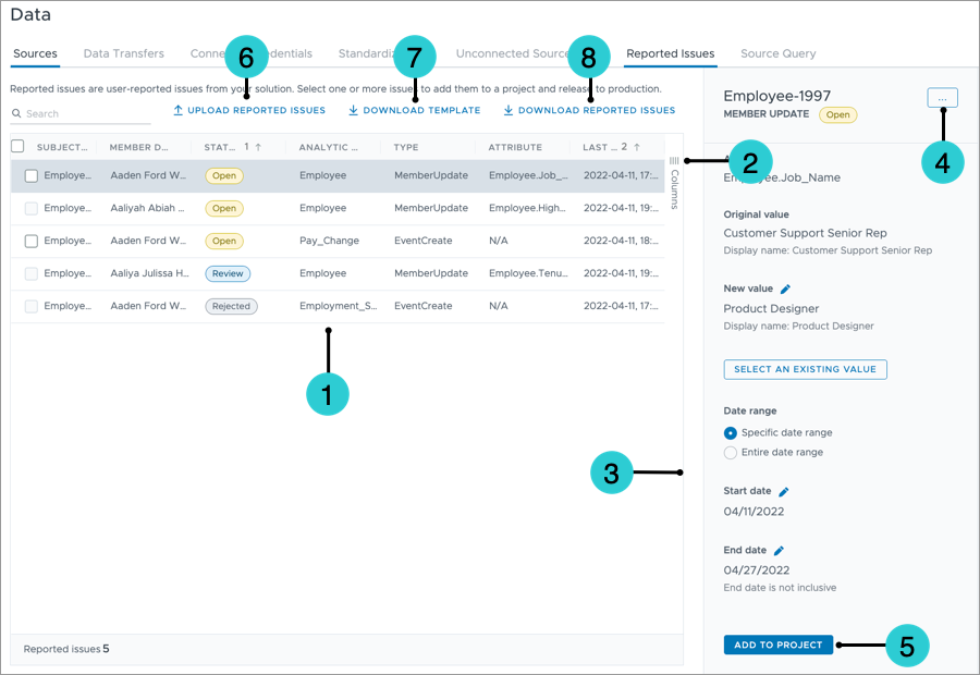Manage Reported Data Issues